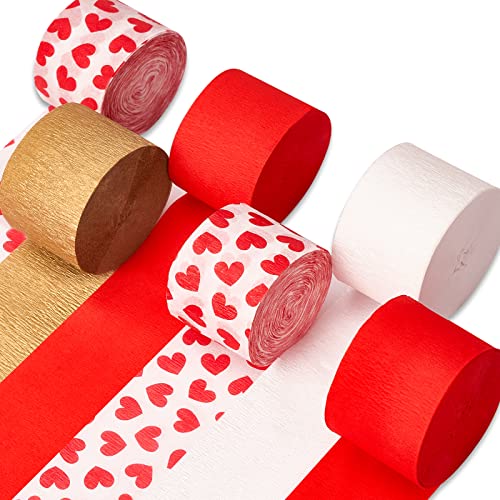 PartyWoo Foil Curtain Red 2 pcs and Crepe Paper Streamers 6 Rolls