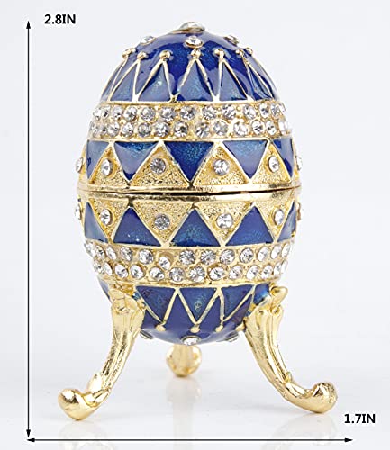 SEVENBEES Hand Painted Enameled Russian Faberge Egg Trinket Box Hinged Jewelry Boxes Ring Holder Gift for Home Decor