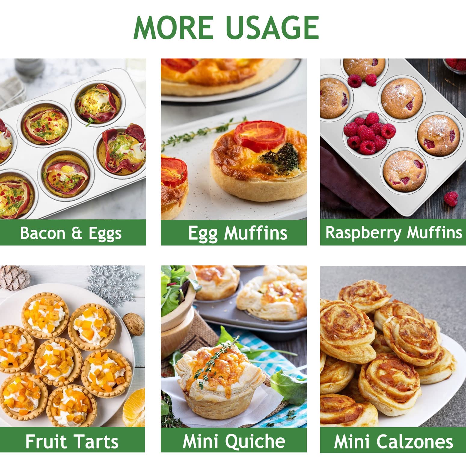 Herogo 2 Pack Stainless Steel Muffin Pan Tin for Baking, 6-Cup and 9-Cup Metal Nonstick Cupcake Molds Tray Set for Making Egg Muffin, Easy to Clean & Quick Release, Oven & Dishwasher Safe