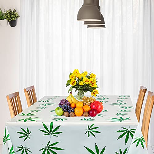 2 Pieces 54 x 108 inch Weed Leaf Tablecloth Pot Leaves Tablecloth Marijuana Table Covers Disposable Rectangular Table Covers for Party