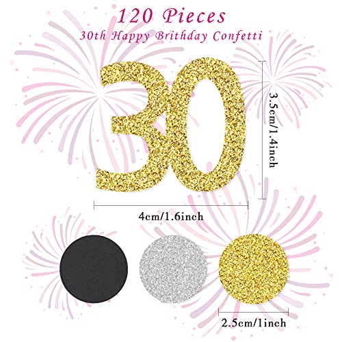 120 Pieces Number 30 Glitter Table Confetti for Her 30th Birthday Anniversary Party Supplies Table Decoration