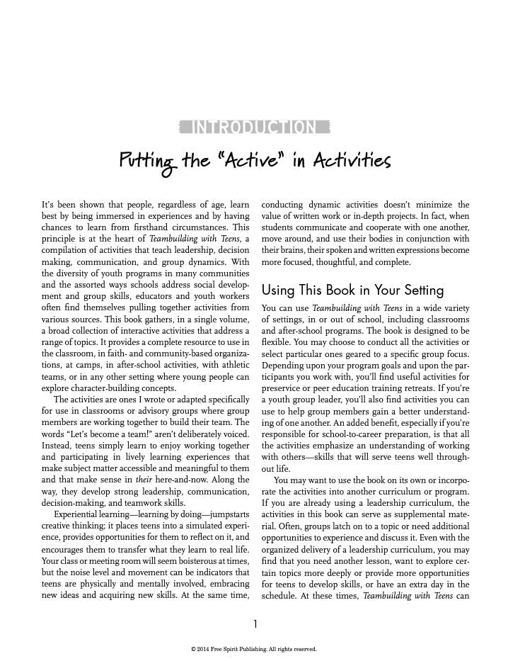 Teambuilding With Teens: Activities for Leadership, Decision Making, and Group Success