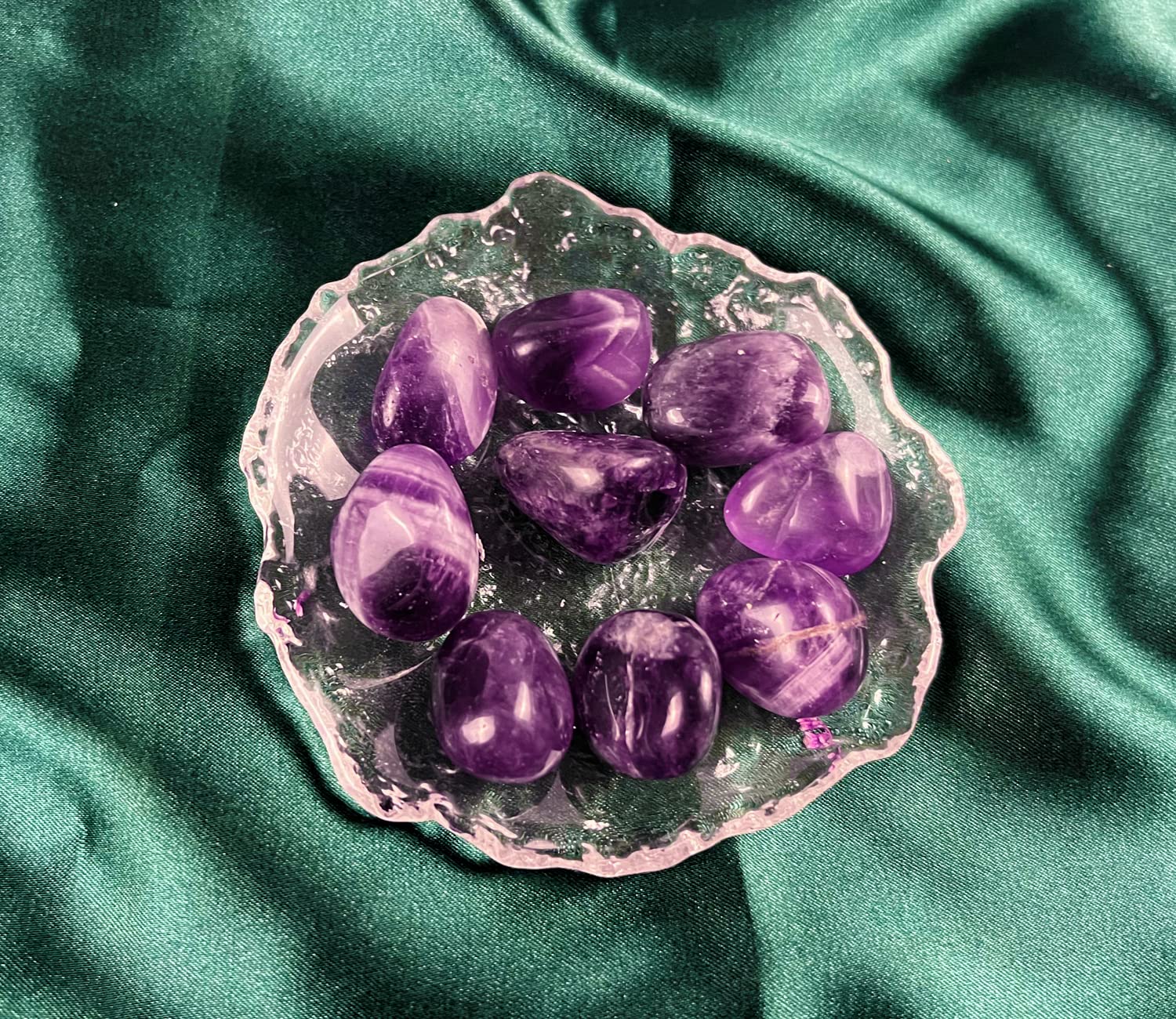 10 Packs Amethyst Natural Healing Crystals Amethyst Crystals Natural Tumbled Polished Stones Palm Worry Stone Chakra Reiki Balancing