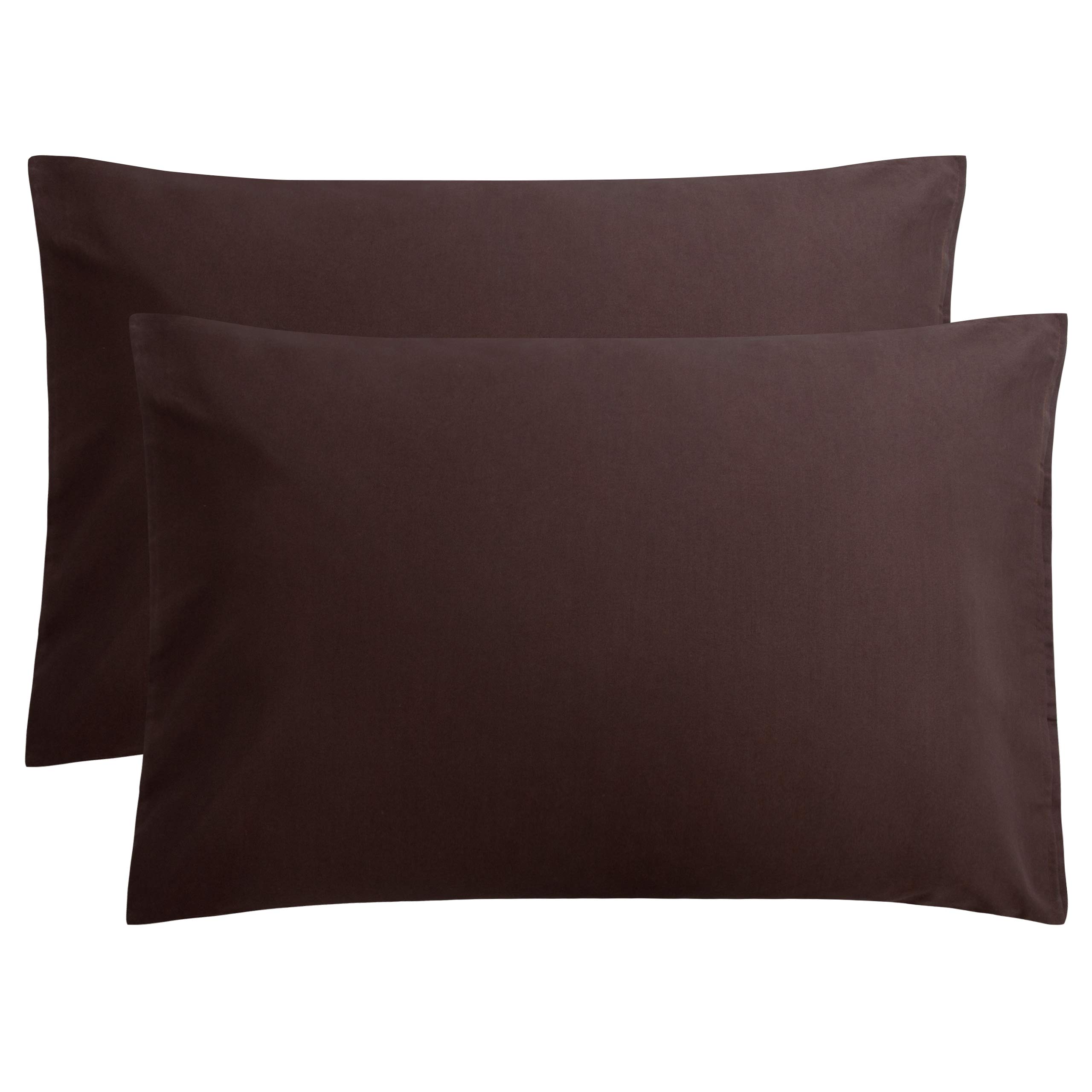 Hadi Bedding Company Standard Size Pillowcases 20 x 26 Inches - Set of 2 Chocolate 1000 Thread Count Soft Brushed Egyptian Cotton Envelope Closure - Bed Pillow Cases
