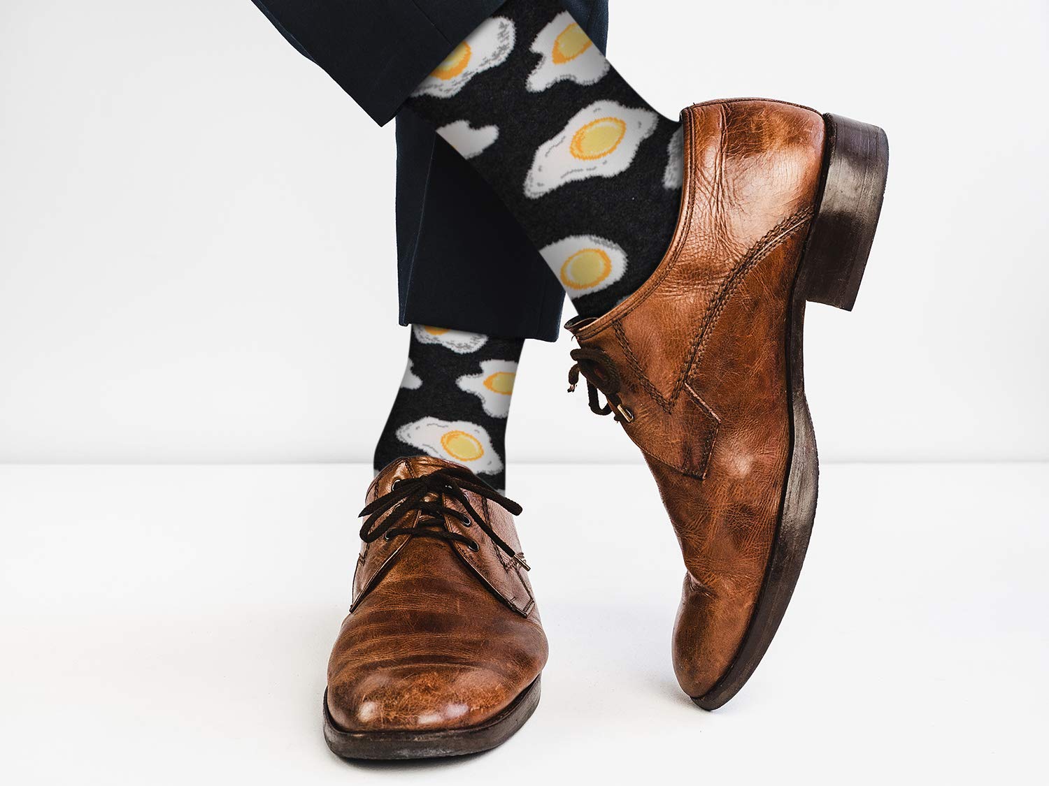 Real Sic Fun Socks for Men and Women - Cozy Cotton Dress Socks with Colorful Designs - Cool, Casual, Seafood Patterned (Eggs & Bacon 2 Pack)