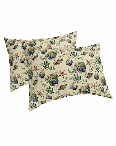 Edwiinsa Summer Beach Pillow Covers Queen Size Set of 2 20x30 Bed Pillow, Ocean Coastal Conch Shell Starfish Farmhouse Plush Soft Comfort for Hair/Skin Cooling Pillowcases with Envelop Closure