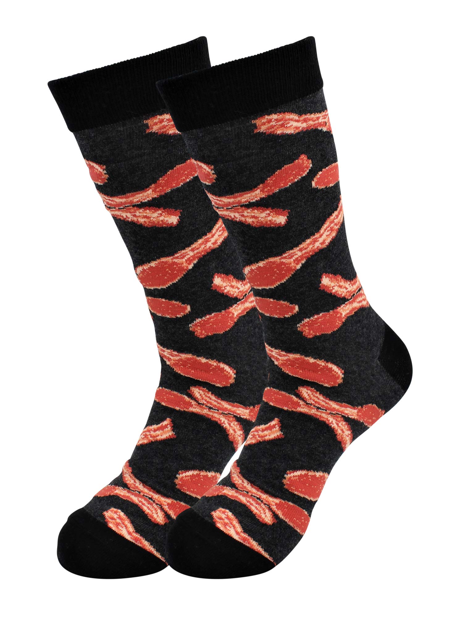 Real Sic Fun Socks for Men and Women - Cozy Cotton Dress Socks with Colorful Designs - Cool, Casual, Seafood Patterned (Eggs & Bacon 2 Pack)