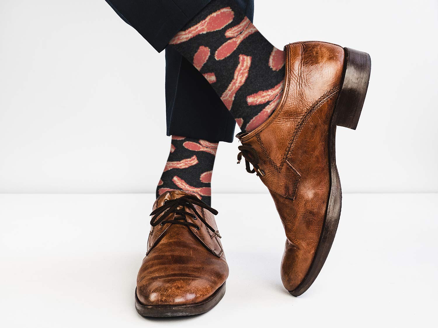 Real Sic Fun Socks for Men and Women - Cozy Cotton Dress Socks with Colorful Designs - Cool, Casual, Seafood Patterned (Eggs & Bacon 2 Pack)
