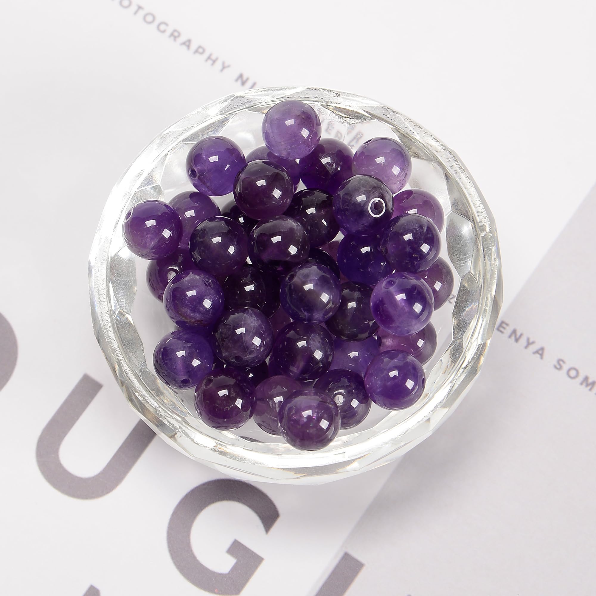 94Pcs(2 Strand/Set) 8mm Amethyst Purple Natural Stone Beads Round Gemstone Genuine Real Stone Loose for DIY Bracelet Jewelry String Making