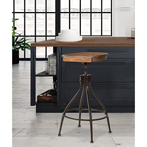 Hillsdale Worland Swivel Backless Stool, Adjustable Stool (One Stool), Brown