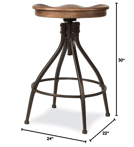 Hillsdale Worland Swivel Backless Stool, Adjustable Stool (One Stool), Brown