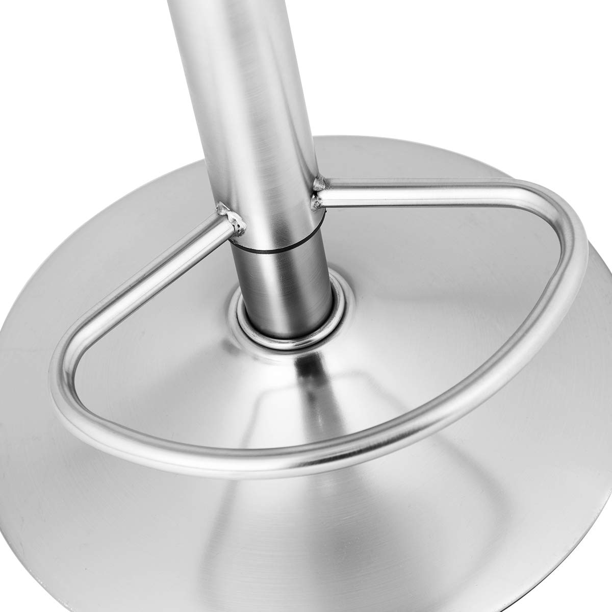 COSTWAY Bar Stools Set of 2, Modern Swivel Adjustable Height Barstool with Footrest, Stainless Steel Round Top Bar Height Barstools for Pub Bistro Kitchen Dining