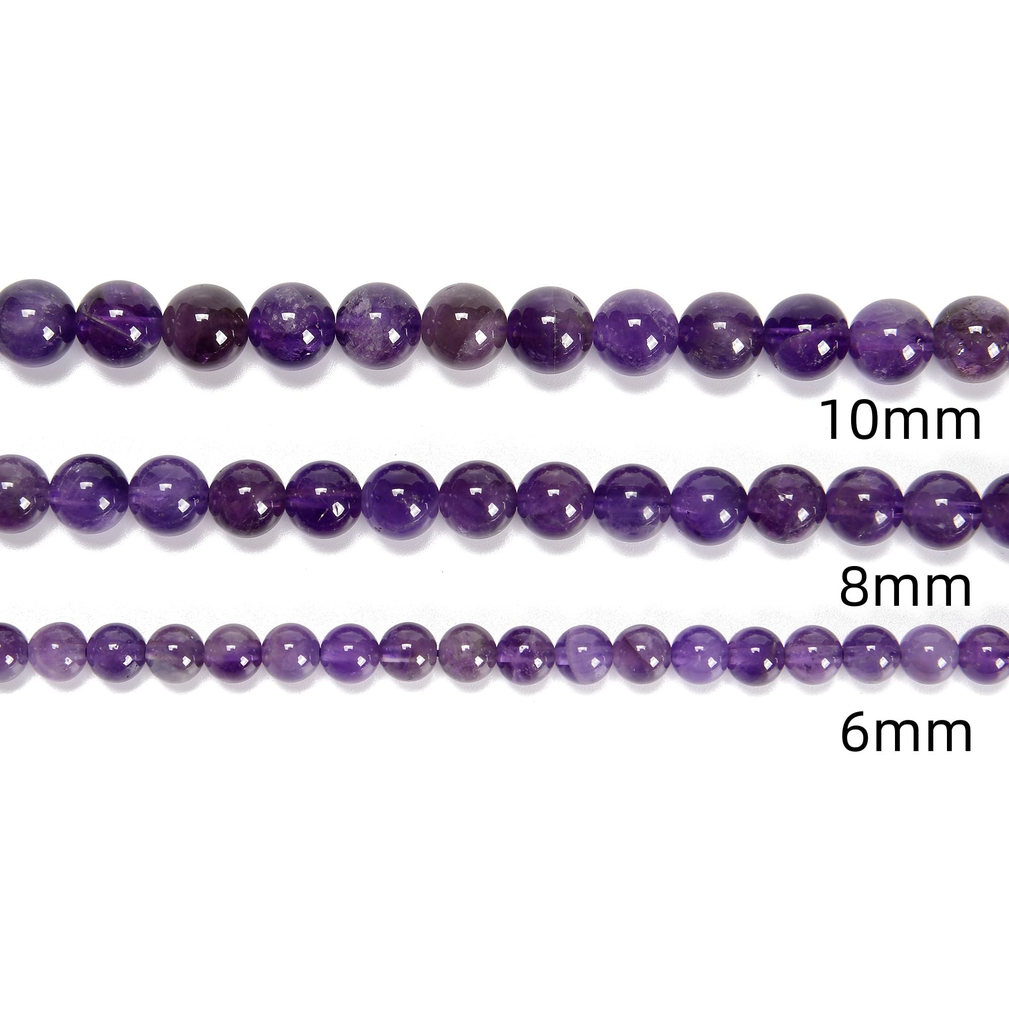 94Pcs(2 Strand/Set) 8mm Amethyst Purple Natural Stone Beads Round Gemstone Genuine Real Stone Loose for DIY Bracelet Jewelry String Making