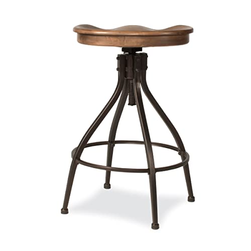 Hillsdale Worland Swivel Backless Stool, Adjustable Stool (One Stool), Brown