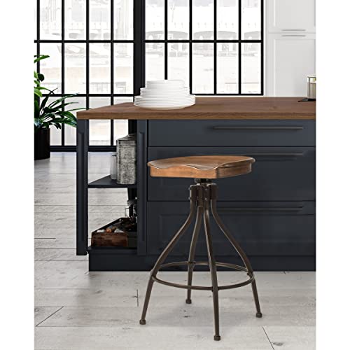Hillsdale Worland Swivel Backless Stool, Adjustable Stool (One Stool), Brown