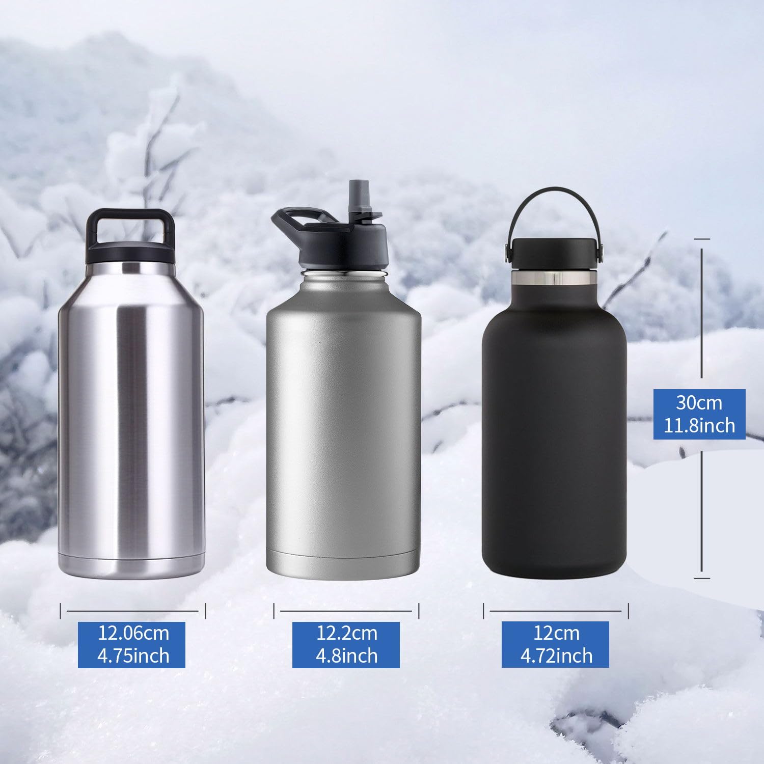 AJLTPA Half Gallon Water Bottle Sleeve with Strap and 2 Pockets, 64 oz Water Bottle Holder Carrier Compatible with Yeti & RTIC Half Gallon Jugs, 64oz Hydro Flask (Bright Floral)