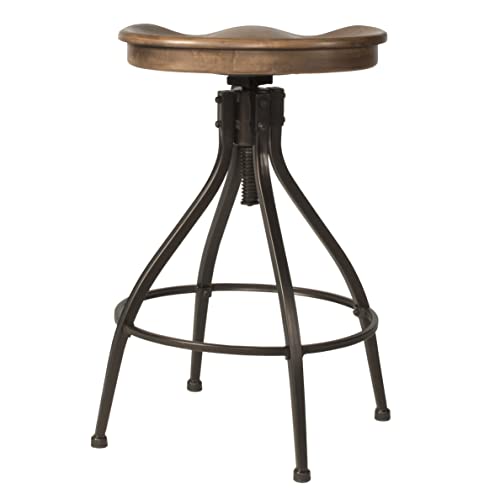 Hillsdale Worland Swivel Backless Stool, Adjustable Stool (One Stool), Brown