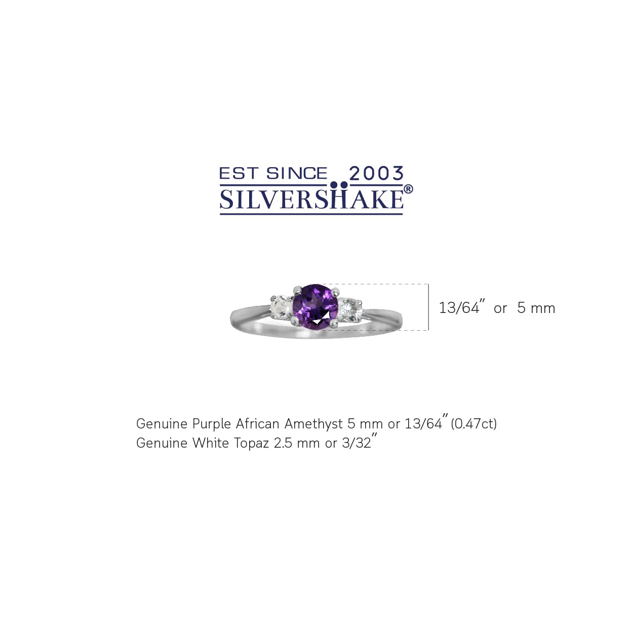 Silvershake Petite Natural African Amethyst and White Topaz 925 Sterling Silver Ring Size 4
