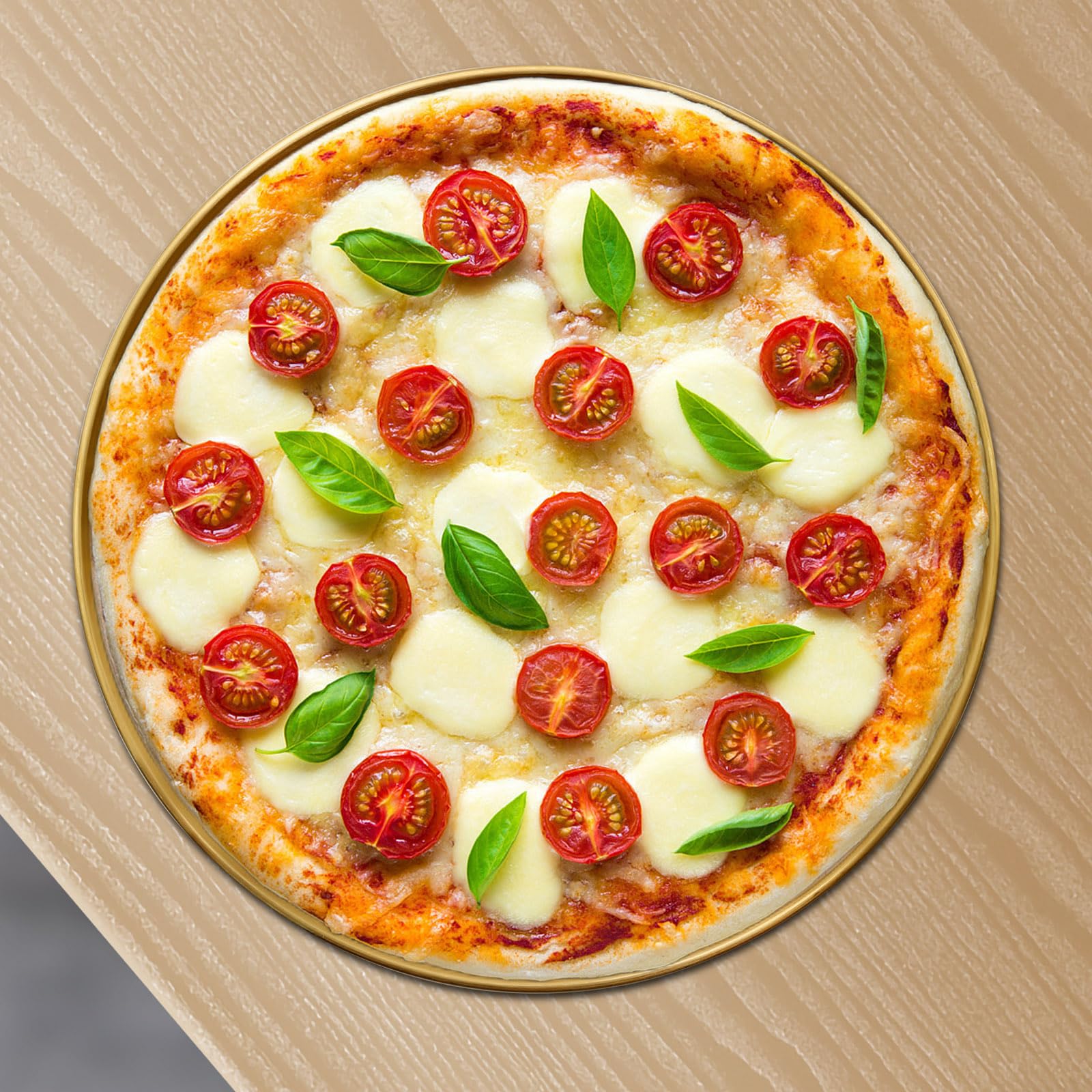 Zreneyfex Stainless Steel Pizza Pan 13½ inch Round Pizza Tray Pizza Baking Sheet for Home Restaurant Party, Healthy & Heavy Duty, Dishwasher Safe & Easy Clean - Set of 4