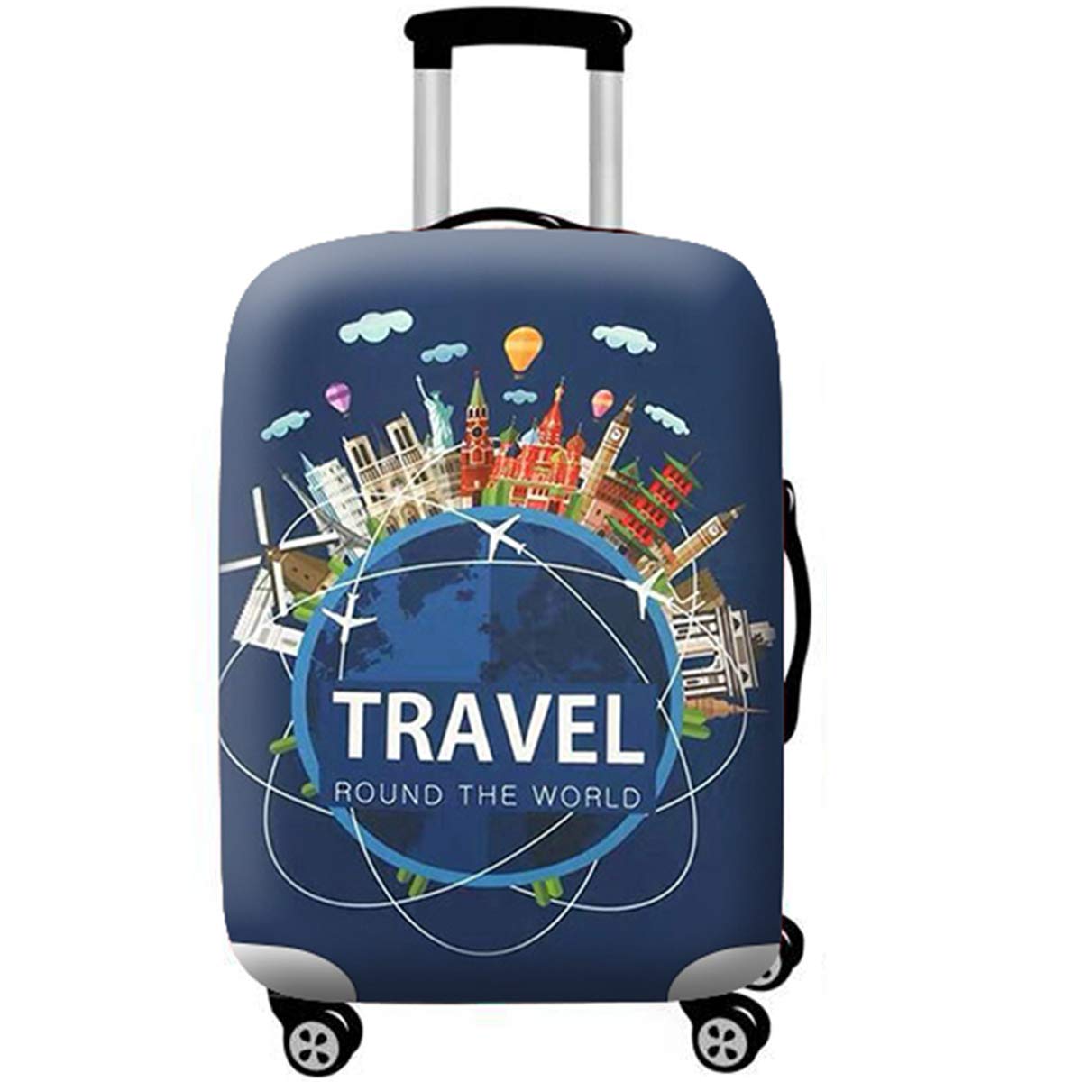 WUJIAONIAO Travel Luggage Cover Spandex Suitcase Protector Washable Baggage Covers (M (for 22-24 inch luggage), TRAVEL)