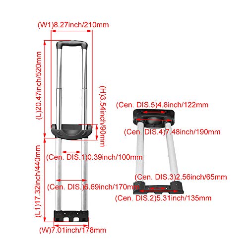 RDEXP 51cm Stretchable Length Travel Luggage Telescopic Handle Replacement Spare Part Suitcase Pull Drag Rod G003 20inch Suitable for 20-inch suitcase