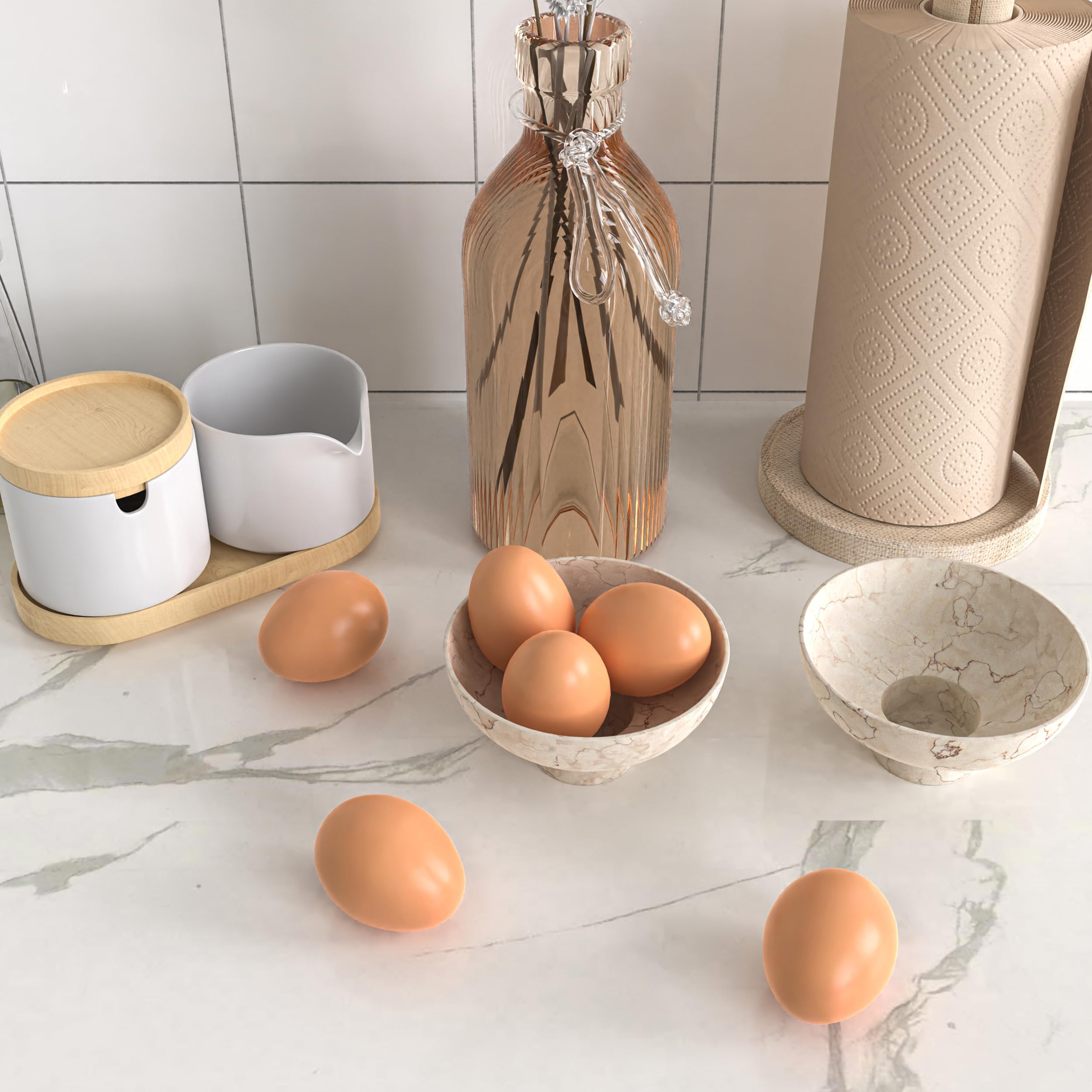 YunKo 6Pcs Easter Eggs Wooden Brown Fake Nest Eggs for Craft Decorate Get hens to Lay Eggs Chicken Coop Accessories