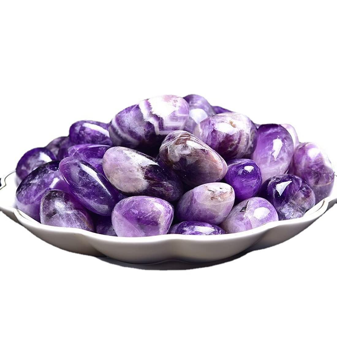 Amethyst Healing Crystal Stones, 1.25-2.0" Large Reiki Healing Gemstones Natural Tumbled Polished Stones for Energy Witchcraft Therapy Meditation