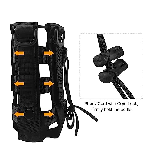 Tactical water bottle bag suitable for Molle system, adjustable outdoor sports water bottle holder, frees up backpack space, outdoor MOLLE water bottle holder 40 ounces (black)