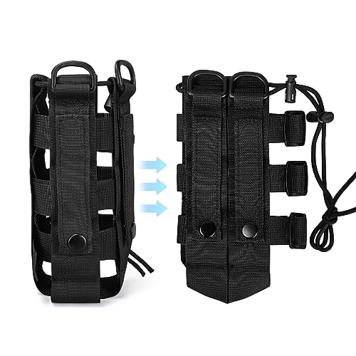 Tactical water bottle bag suitable for Molle system, adjustable outdoor sports water bottle holder, frees up backpack space, outdoor MOLLE water bottle holder 40 ounces (black)