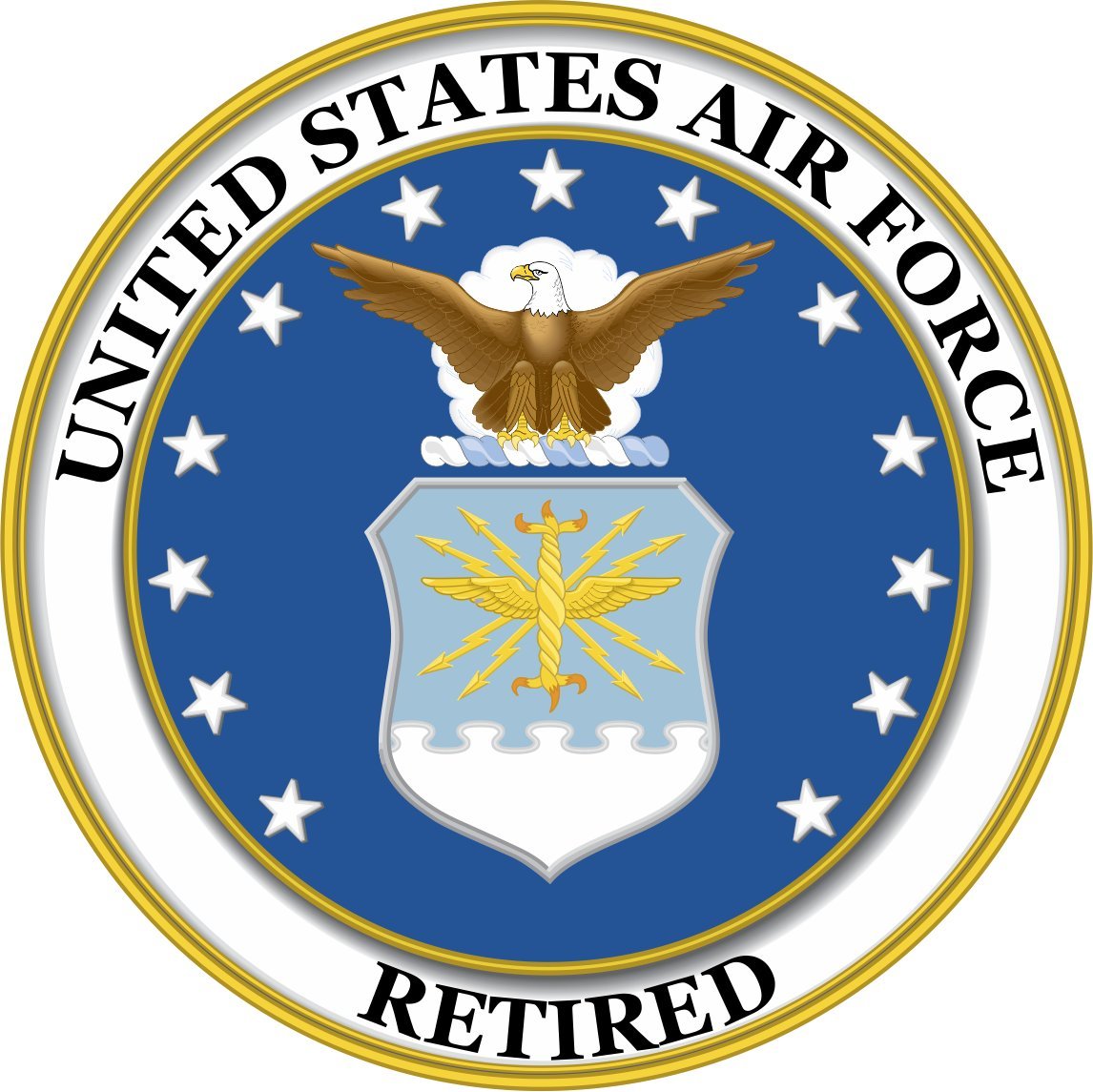 United States US Air Force Retired Military Decal Military Veteran Served Window Bumper Sticker Vinyl Decal 3.8"