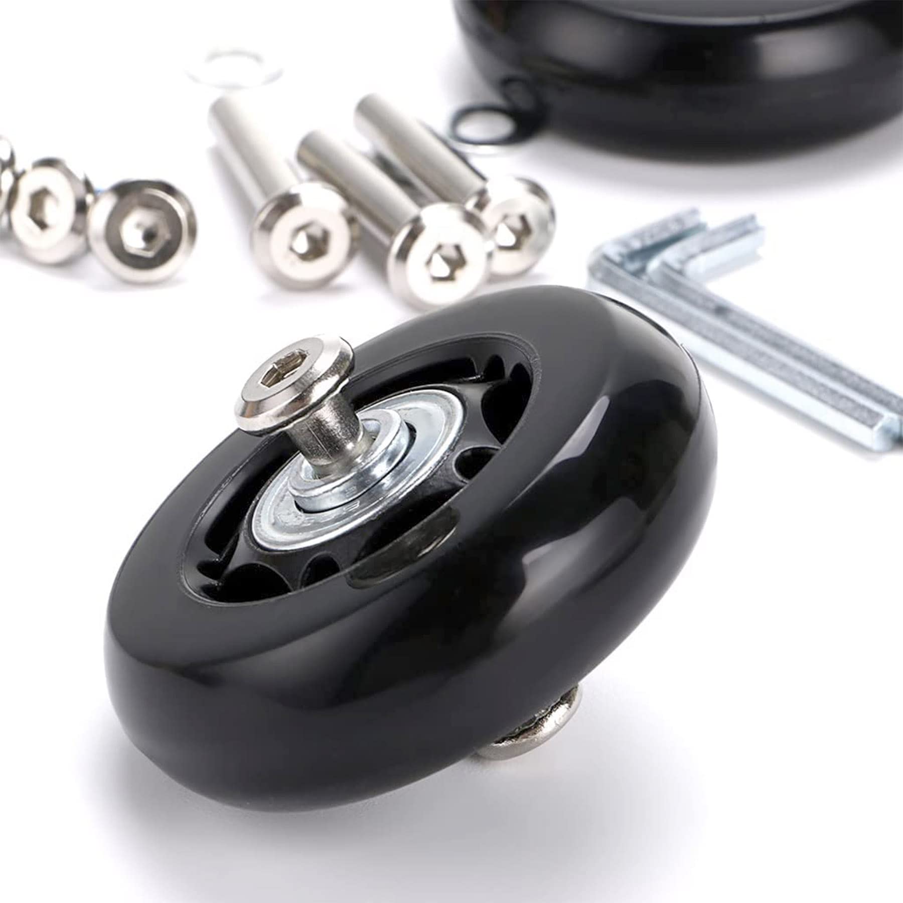 Suitcase Luggage Wheel Replacement kit Rubber Universal Wheels Swivel Caster Bearing Tool(Set of 2 Rounds) (OD:80 W:24 ID:6 Axles:36/ 40mm)