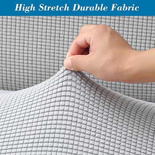 Stool Covers Rectangle,4 Pack Stretch Rectangle Bar Stool Covers Jacquard Vanity Stool Cover Washable Counter Stool Covers Saddle Seat Cover with Elastic Band for Wooden Metal Bench(Light grey)