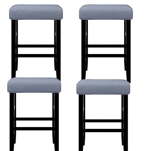 Stool Covers Rectangle,4 Pack Stretch Rectangle Bar Stool Covers Jacquard Vanity Stool Cover Washable Counter Stool Covers Saddle Seat Cover with Elastic Band for Wooden Metal Bench(Light grey)