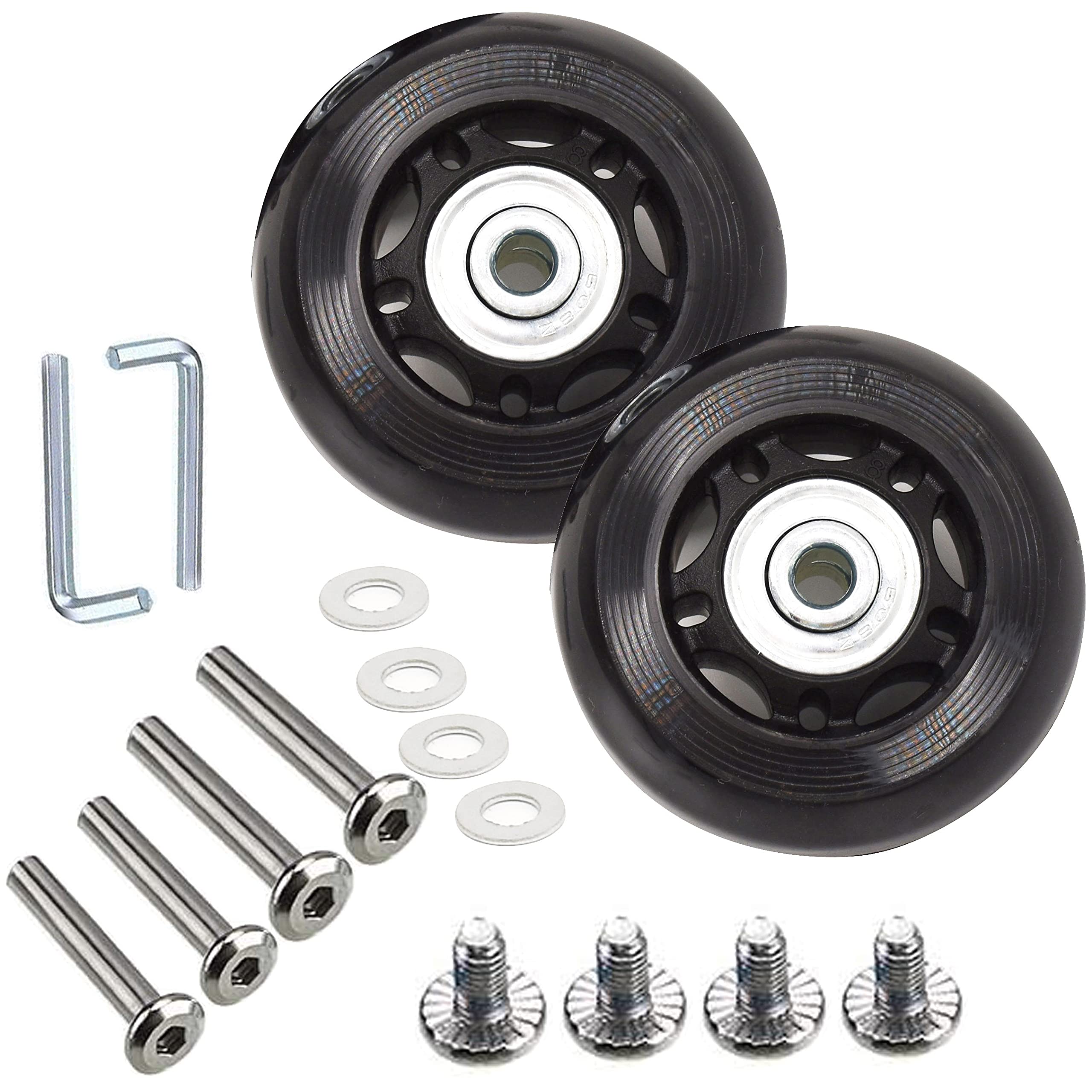 Suitcase Luggage Wheel Replacement kit Rubber Universal Wheels Swivel Caster Bearing Tool(Set of 2 Rounds) (OD:80 W:24 ID:6 Axles:36/ 40mm)