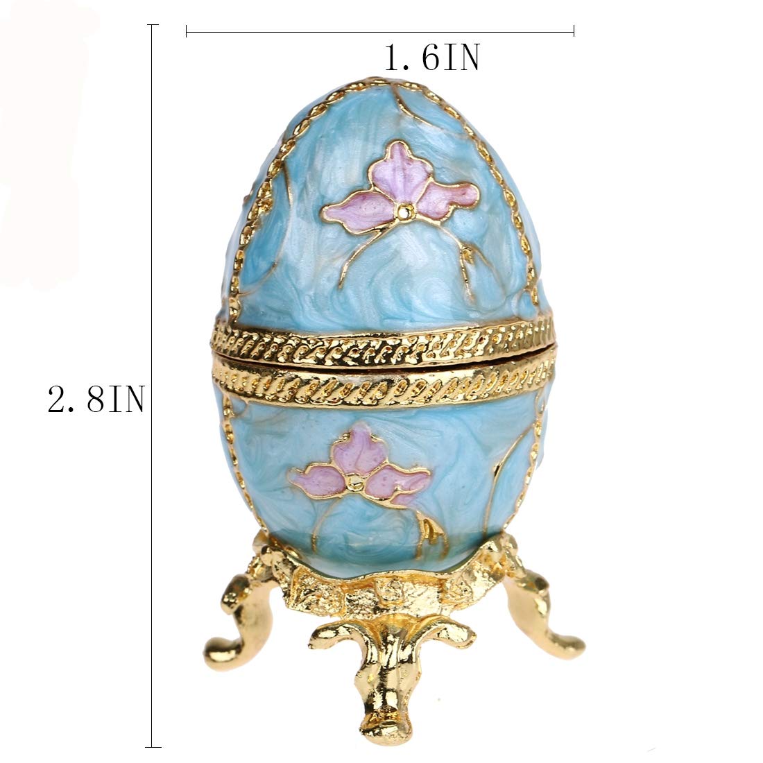 YU FENG Faberge Egg Trinket Box Hinged Jewelry Box Ring Holder Collectible Figurine Crystals