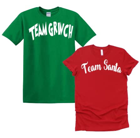 Team Santa grin red green naughty list holiday family party group T-shirt Funny Shirt, Sweater outside tee christmas gift (S, Team Santa, Red)