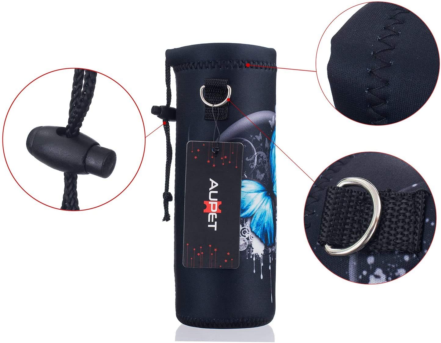 AUPET Water Bottle Carrier,Insulated Neoprene Water bottle Holder Bag Case Pouch Cover 1000ML or 750ML,Adjustable Shoulder Strap, Great for Stainless Steel and Plastic Bottles