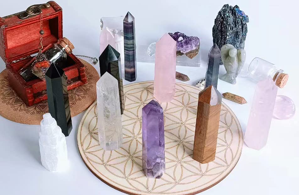 LAIDANLA Amethyst Healing Crystals Wands 3.5-4" Polishing Natural Reiki Energy Wand Stone Hexagonal Point Large Crystal Gemstones for Meditation Therapy Crystal Grid Decoration 1Pcs