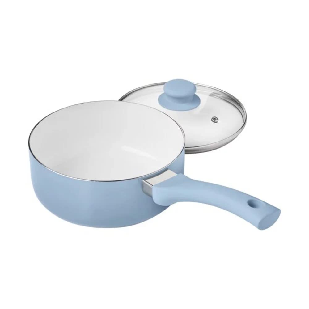 12pc Ceramic Cookware Set, Cookware Pots and Pans Set, PFAS-Free, Dishwasher Safe, Blue Linen