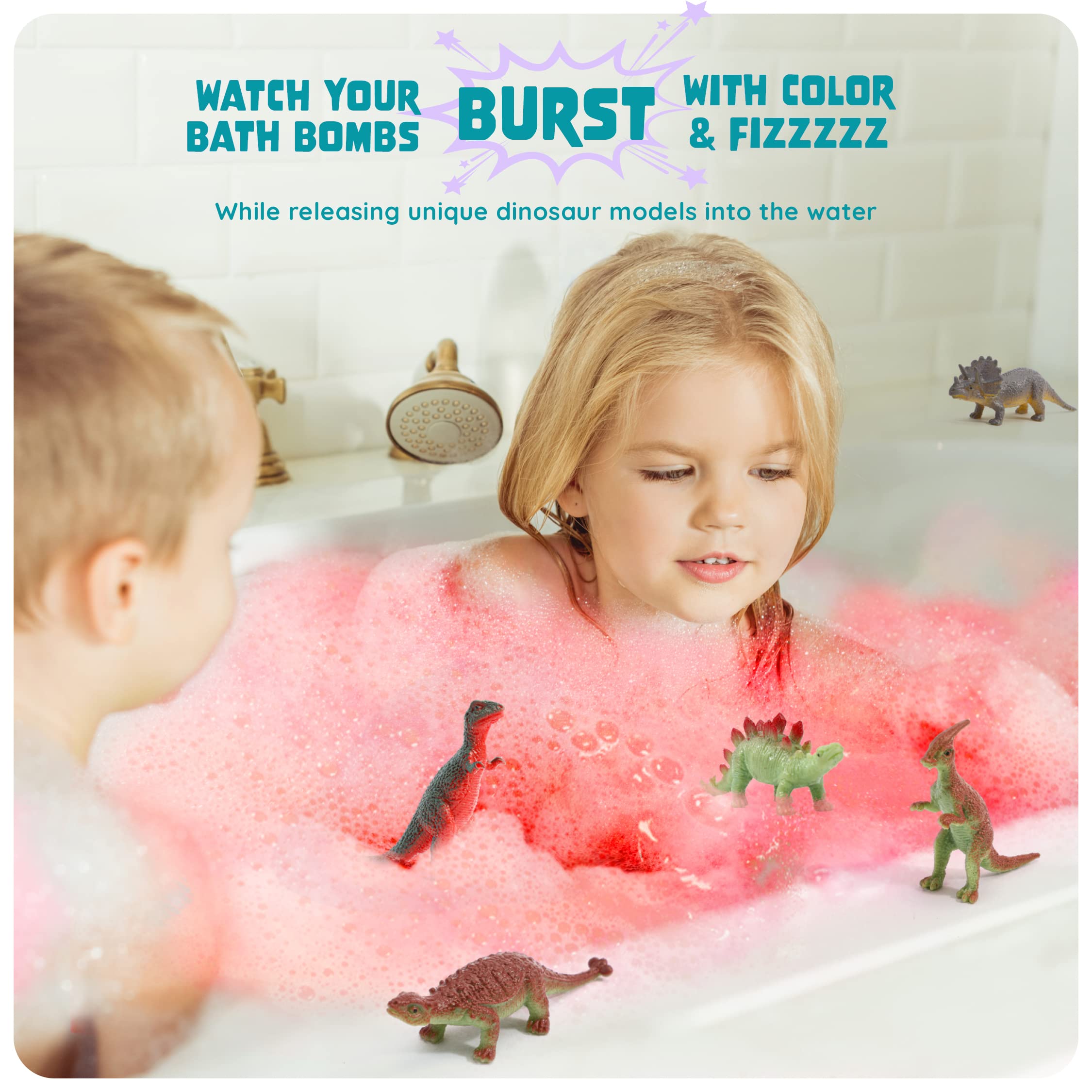 Dino Easter Egg Bath Bombs for Kids - Kid Baths Bomb with Surprise Inside - Easter Basket Stuffers - Dinosaur Toys Gift for Boys and Girls Ages 6 7 8 Years Old Gifts - Fun Educational Toy Fizzy