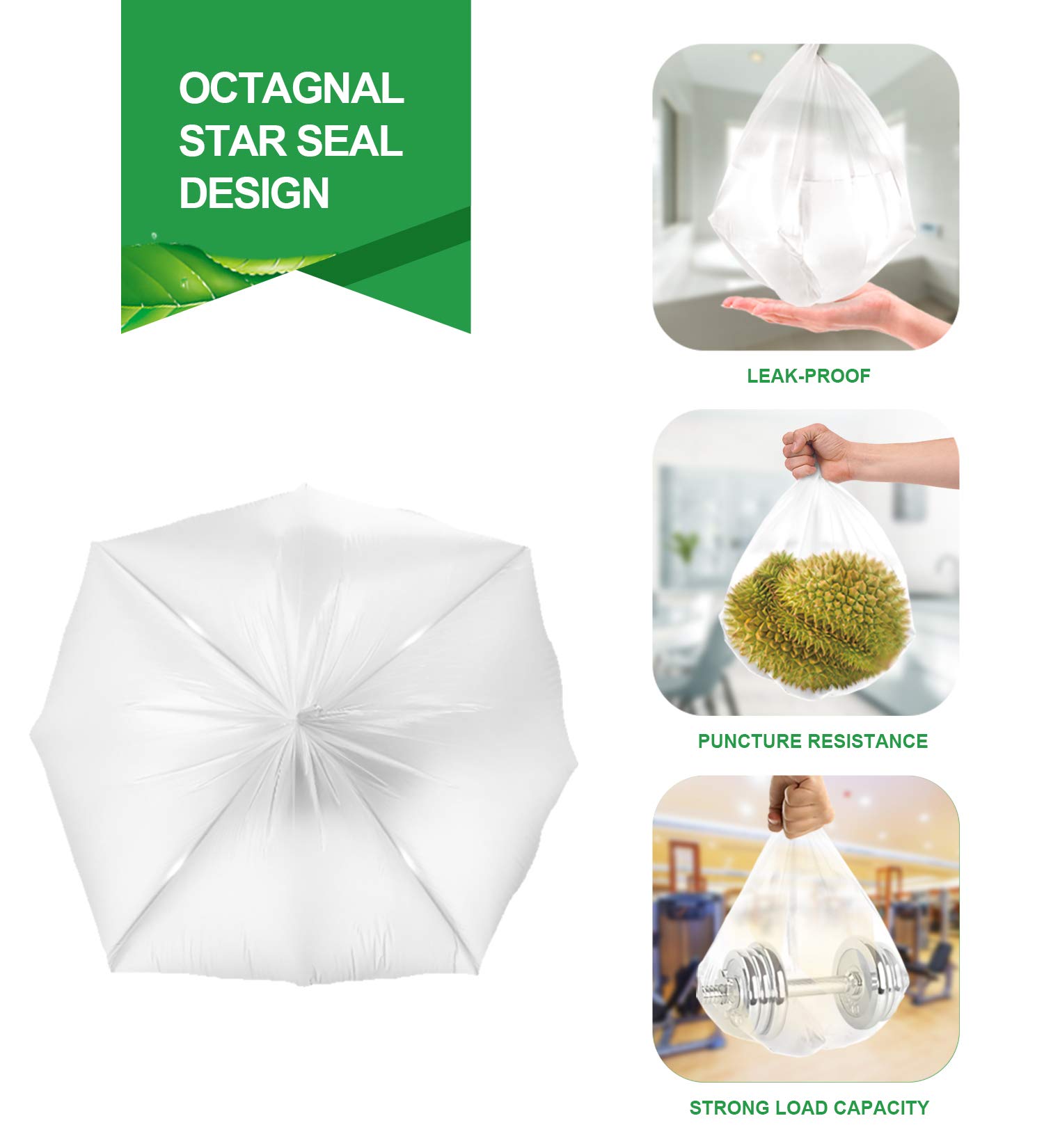 FORID Small Clear Trash Bags - 4 Gallon Plastic Garbage Bags 220 Count Strong Unscented Wastebasket Bin Liners for Bathroom Bedroom Office 15 Liter Trash Can - Thick & Durable Trash Bag
