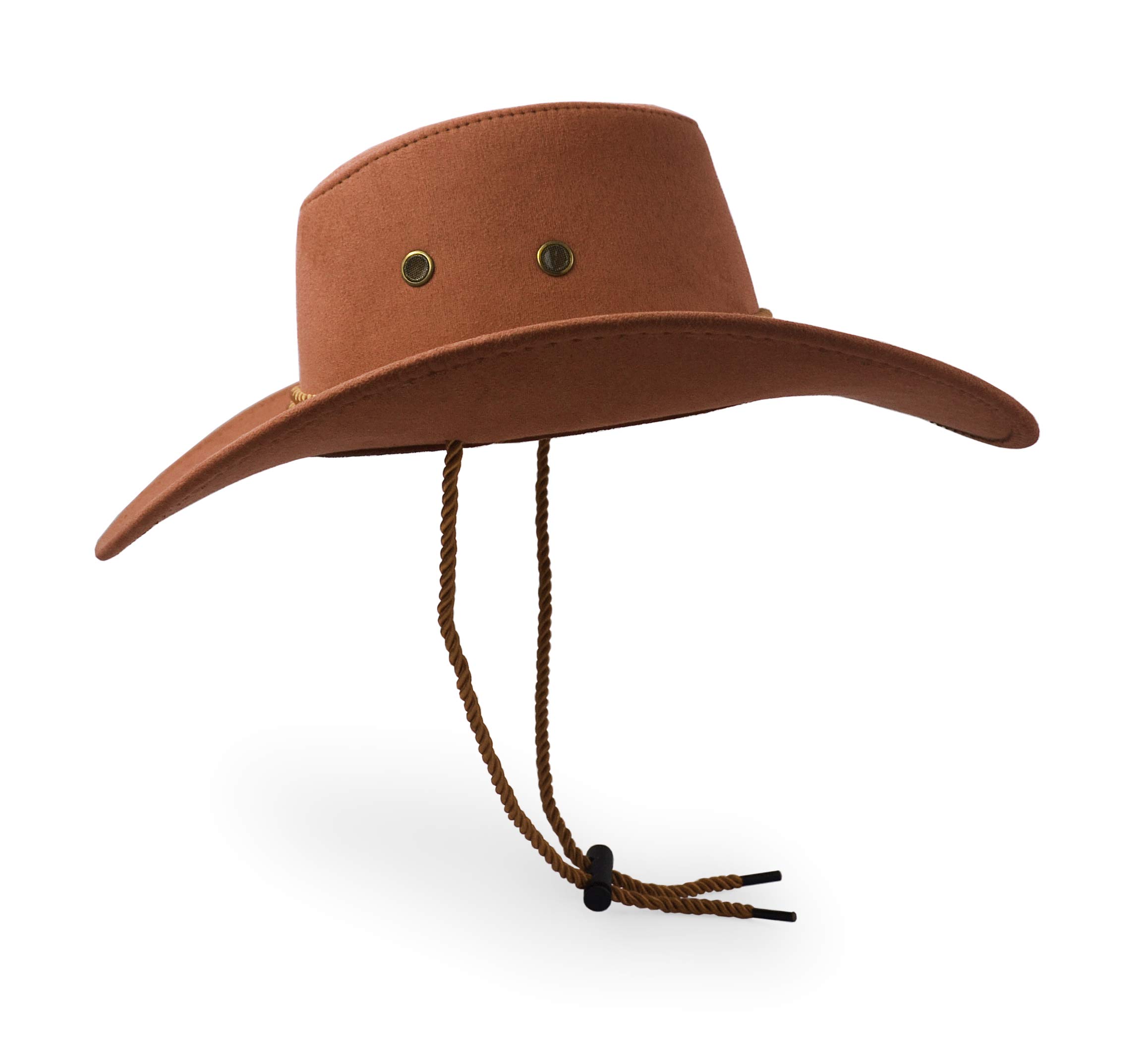 Cowboy Hat, Sun Hat Faux Felt Leather Suede Travel Cap Western Hat Outdoor Sun Protect Brown