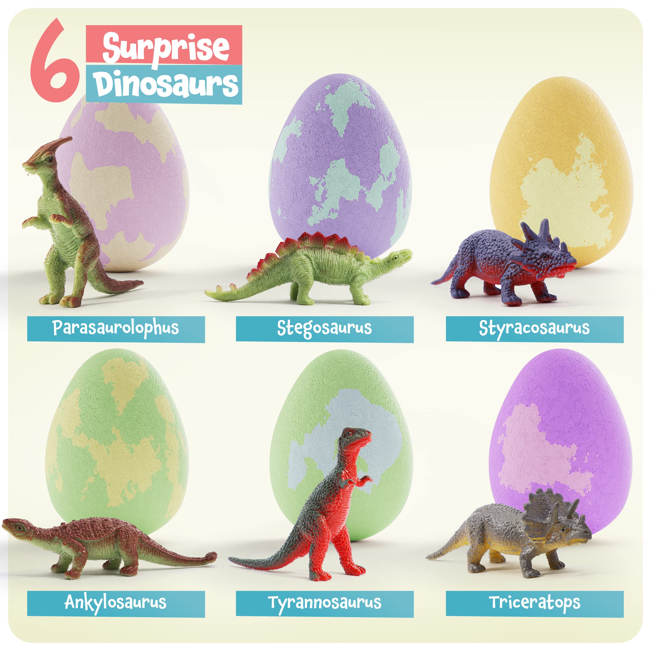 Dino Easter Egg Bath Bombs for Kids - Kid Baths Bomb with Surprise Inside - Easter Basket Stuffers - Dinosaur Toys Gift for Boys and Girls Ages 6 7 8 Years Old Gifts - Fun Educational Toy Fizzy