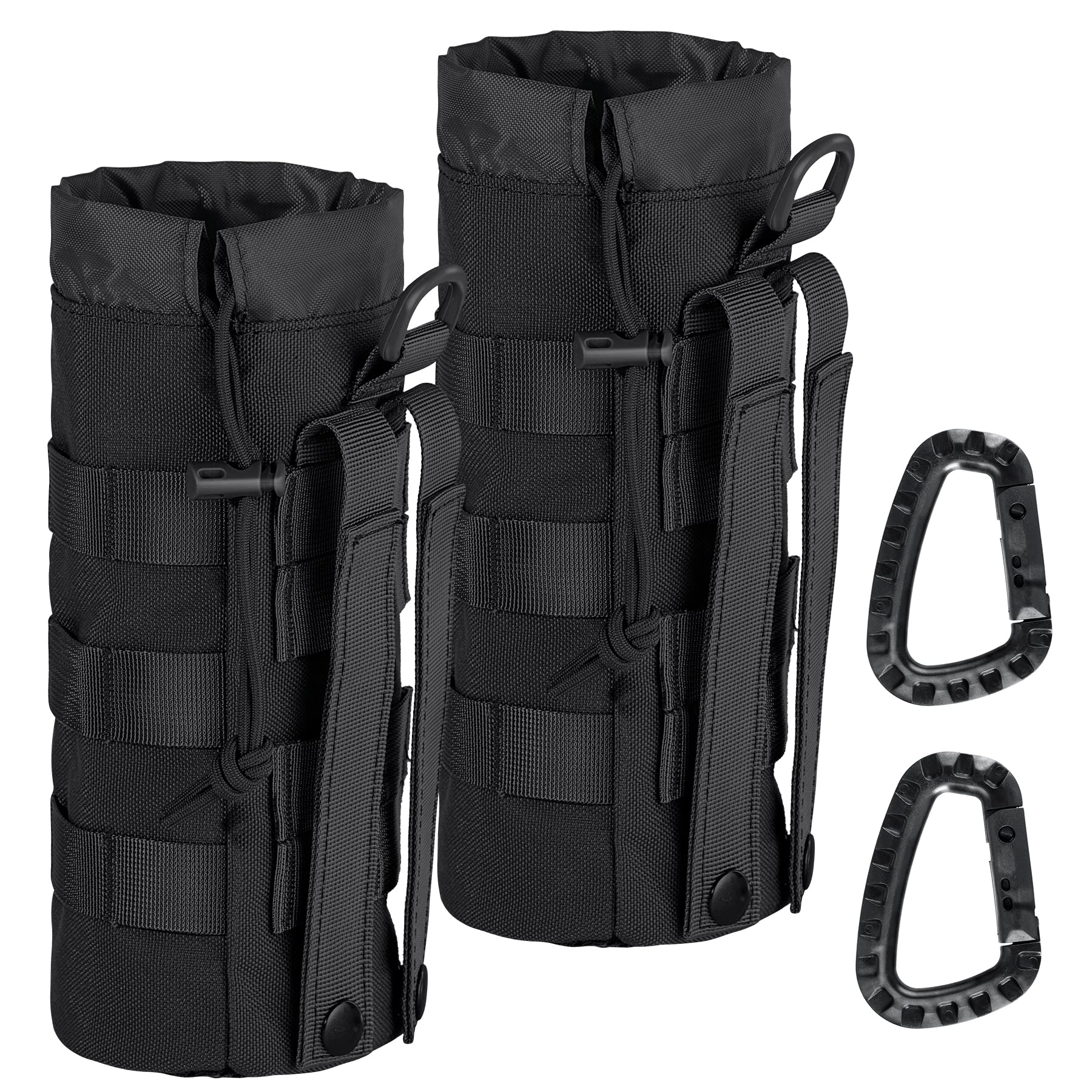 bvya 2 Pack Sports Water Bottle Pouches, Tactical Molle Water Bottle Holder Pouch, Drawstring Top Closure Sports Water Bottle Pouch Carrier