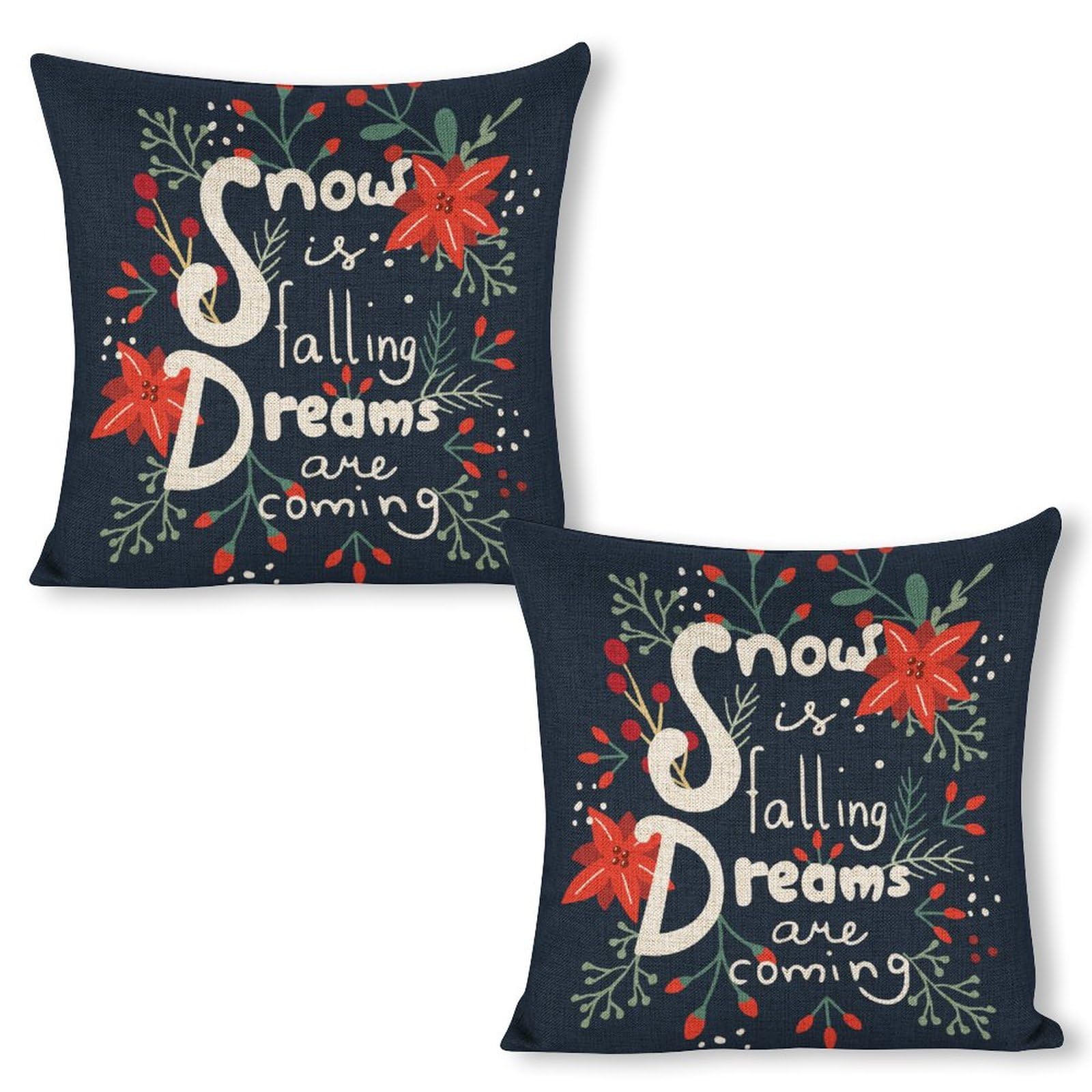 Xmas Colorful Quote Vintage Throw Pillow Covers 18×18 Pillowcases Set of 2 Merry Christmas Linen Decorative Square Pillow Case Cushion Covers Standard Size for Sofa Couch Outdoor Bed Pillow Protectors