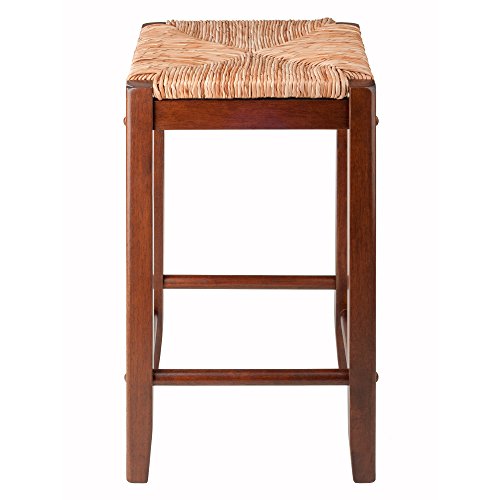 Winsome 2 Piece Bar Stools Rush Seat Kaden Set, Walnut