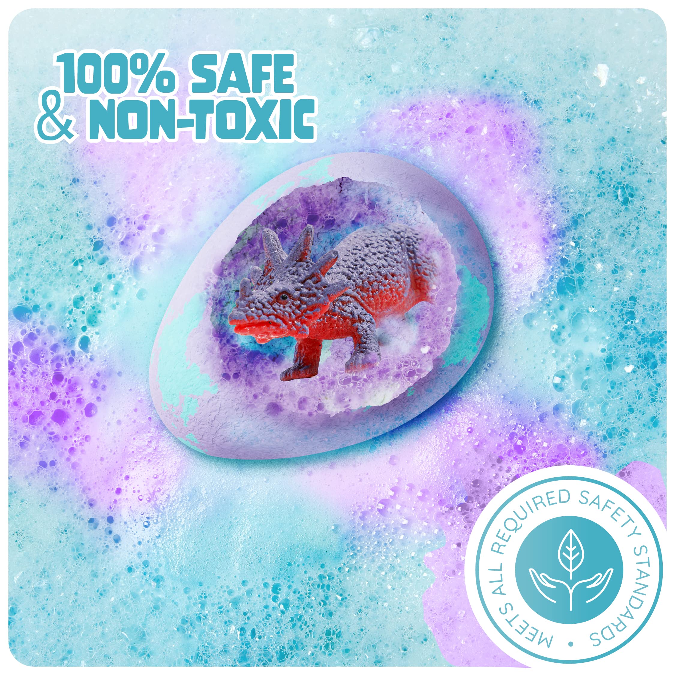 Dino Easter Egg Bath Bombs for Kids - Kid Baths Bomb with Surprise Inside - Easter Basket Stuffers - Dinosaur Toys Gift for Boys and Girls Ages 6 7 8 Years Old Gifts - Fun Educational Toy Fizzy