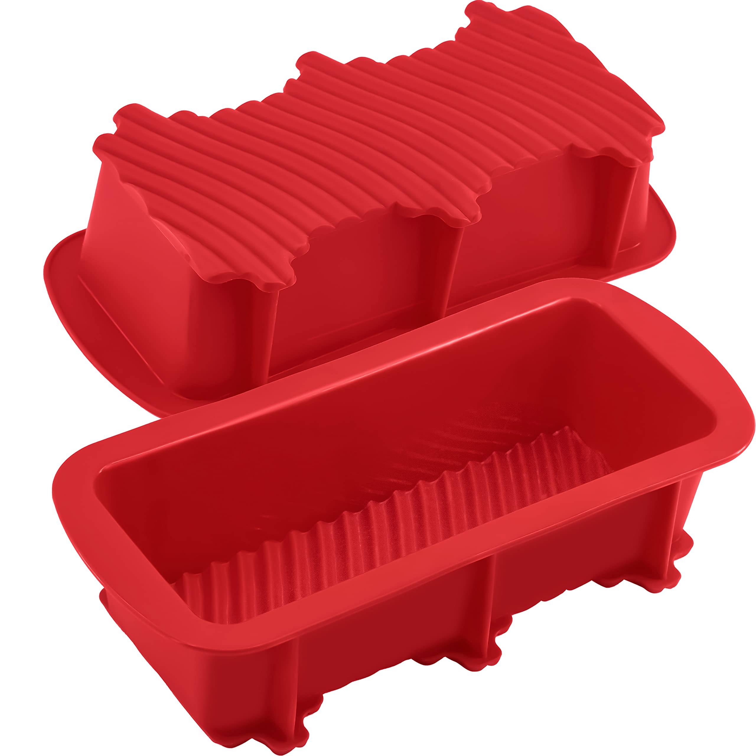 Anaeat Silicone Bread and Loaf Pans Set of 2, Non-stick loaf pans - Just PoP Out! Flexible Silicone Baking Molds for Homemade Breads, Cakes, Meatloaf, Brownies, BPA Free & Oven Safe & Dishwasher Safe