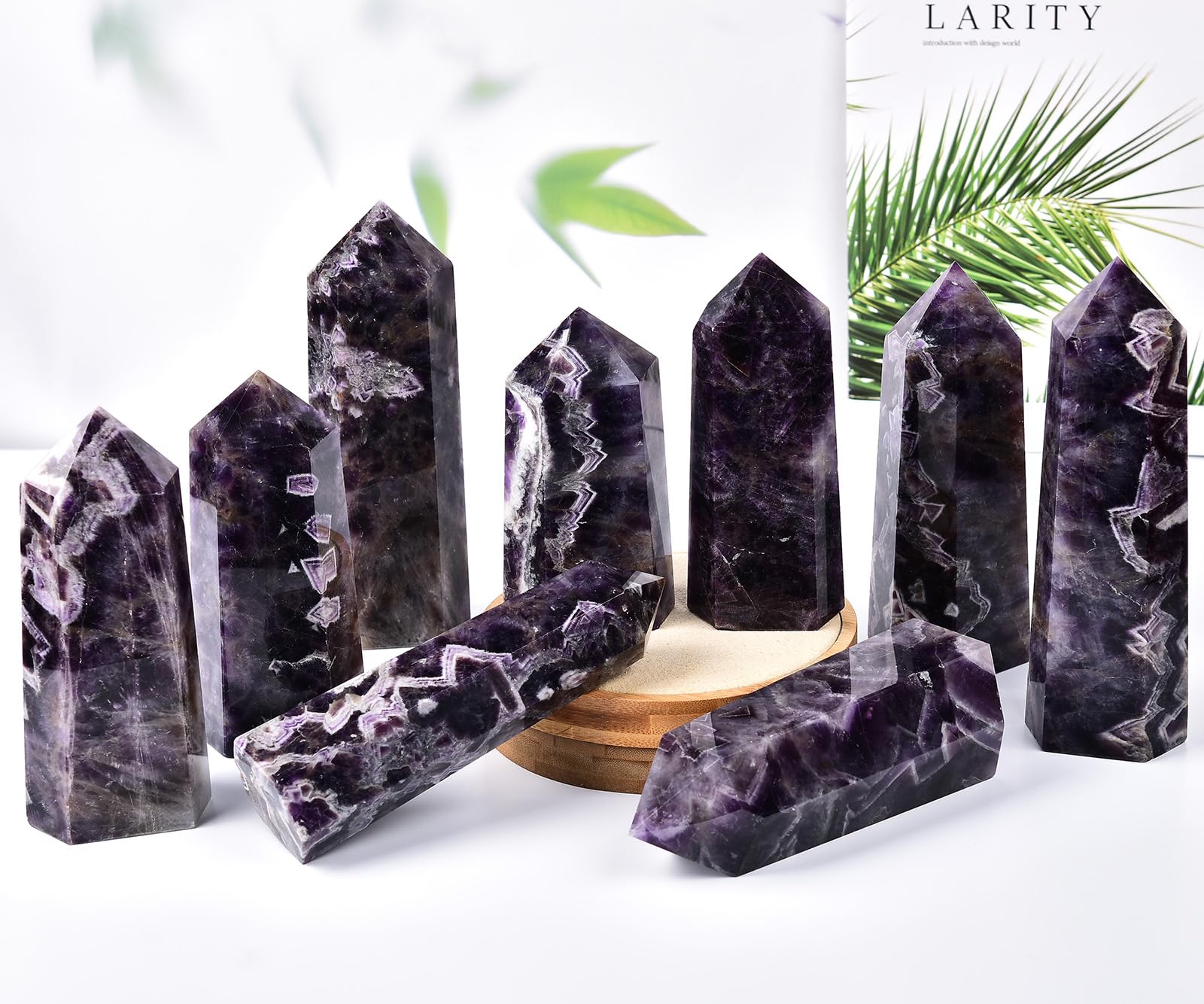 MOGEMT Large Dream Amethyst Healing Crystal Wand Point Obelisk Tower 6 Faceted Reiki Chakra Meditation Therapy 1.5-2.0 LBS