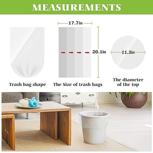 2.5 Gallon Strong Trash Bags Garbage Bags by Teivio, Bathroom Trash Can Bin Liners, Small Plastic Bags for Home Office Kitchen, Clear, (80 Counts)